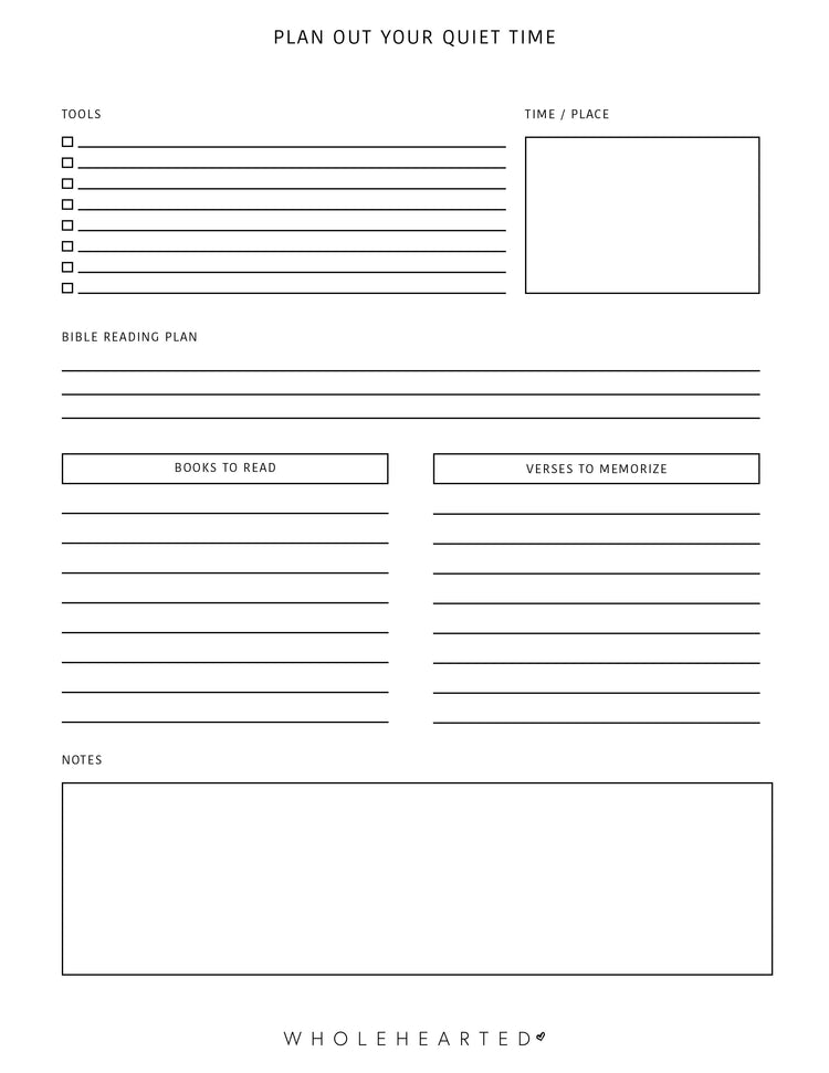 Wholehearted Freebie Library | Quiet Time Freebies